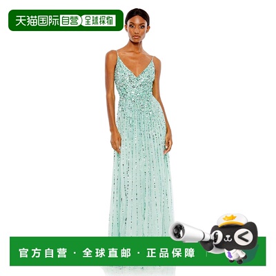 自营mac duggal亮片无袖裹身式礼服 - 薄荷色 美国奥莱直发连衣裙