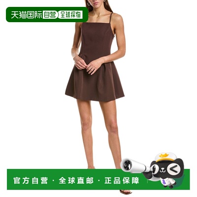 自营endless rose无尽玫瑰褶裥立体迷你连衣裙-棕色 美国奥莱直发