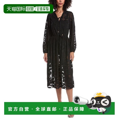 自营Milly Scroll Burnout Midi Dress - black 美国奥莱直发