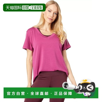 自营 Thrive Societe休闲V领T恤女式粉红色棉质短袖JDM759-粉红色