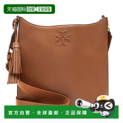 自营Tory Burch Thea皮革邮差包-棕色 美国奥莱直发