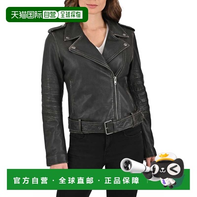 自营FRYE Women´s  Sheep Crack Leather Jacket - black 美国奥