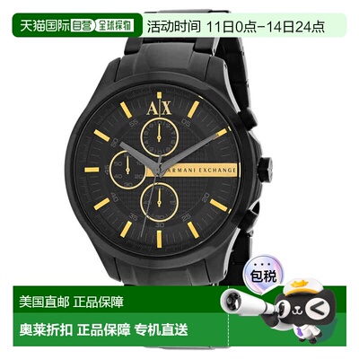 自营Armani Exchange Men's Black dial Watch - black 美国奥莱