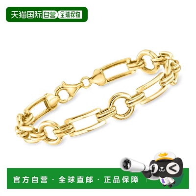 自营Ross-Simons 18kt Gold Over Sterling Alternating Rectangl