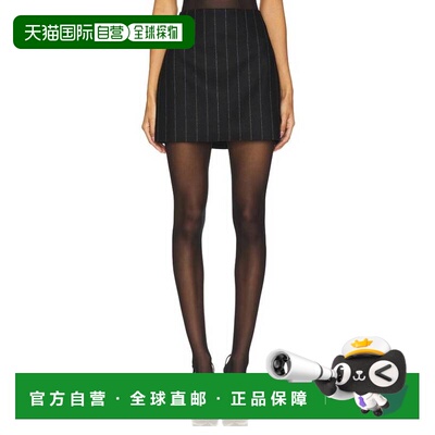 自营Anine Bing Tierra Mid-Rise Pinstripe Skirt - dark grey