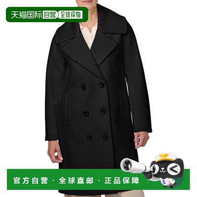 自营Bernardo长款羊毛混纺大衣-黑色 美国奥莱直发