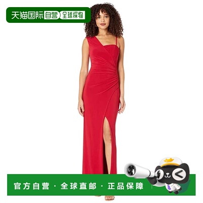 自营BCBGMAXAZRIA Long Evening Dress  Red Stretch Side Slit P