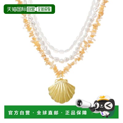 自营adornia14k Gold Plated Multi-Strand Shell Pendant Neckla