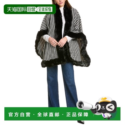 自营La Fiorentina Houndstooth Ruana - black 美国奥莱直发外套