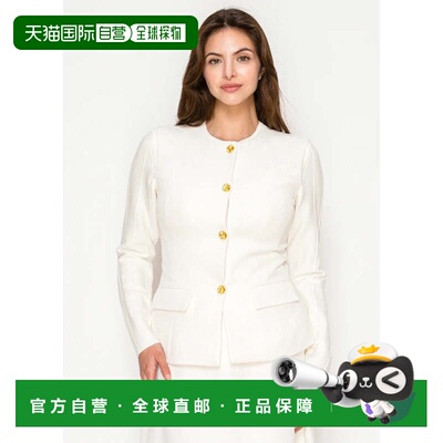 自营yal new yorkWhite Button-Front Jacket - white 美国奥莱直