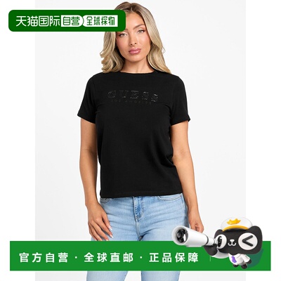 自营guessEco Cammie Logo T恤 - 黑色 美国奥莱直发新款