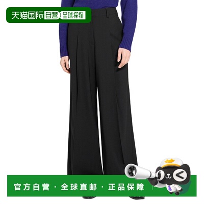 自营Theory Wide Pleat Trouser Wool-Blend Pant - black 美国奥