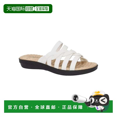 自营Women's Easy Street Sheri Sandals White Faux Leather Sli