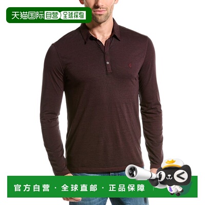 自营John Varvatos Marty Burnout Polo Shirt - red 美国奥莱直