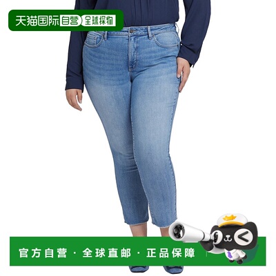 自营 NYDJ Plus Sheri Blue Valley脚踝露牛仔裤-蓝色 美国奥莱直