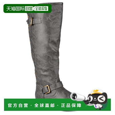 自营 Journee Collection 女式宽小腿 Spokane 靴子 - 深灰色 美