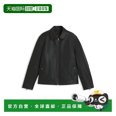 自营bossNappa-leather jacket in a regular fit - black 美国奥