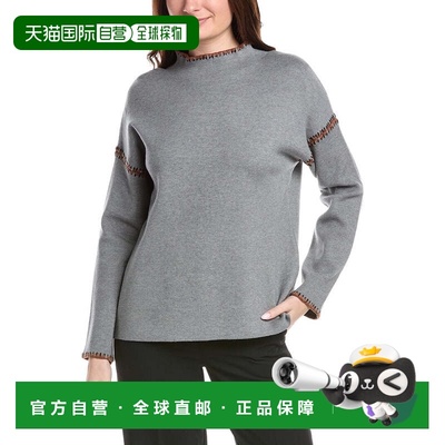 自营T Tahari Novelty Embroidery Stitch Pullover - gray 美国