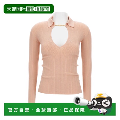 自营elisabetta franchiAsymmetric 'V' Neckline Knitted Tricot