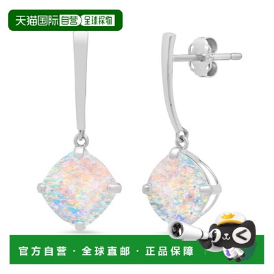 自营max + stone14k白金接龙靠垫切割宝石吊式耳环 (8mm) - creat