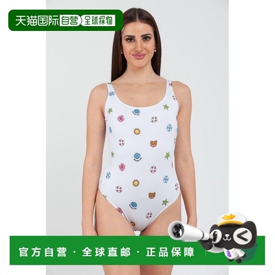 自营Moschino Polyester One-Piece Women's Swimsuit - white 美