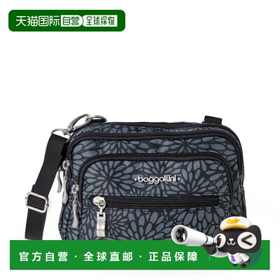 自营baggallini 女式三重拉链 Bagg 小号斜挎包 - 锡合金花卉图案