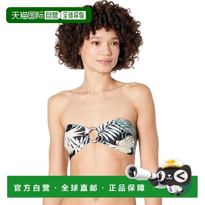 自营Rip Curl Coastal Palms Bandeau上衣女式黑色弹力热带JDM875
