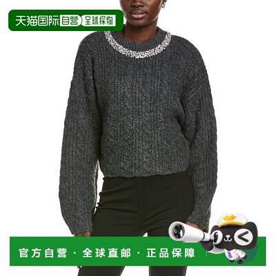 自营Endless Rose Jewel Embroidered Fuzzy Cable Chunky Wool-B