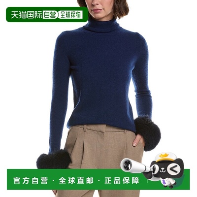 自营sofiacashmere Turtleneck Cashmere Sweater - blue 美国奥