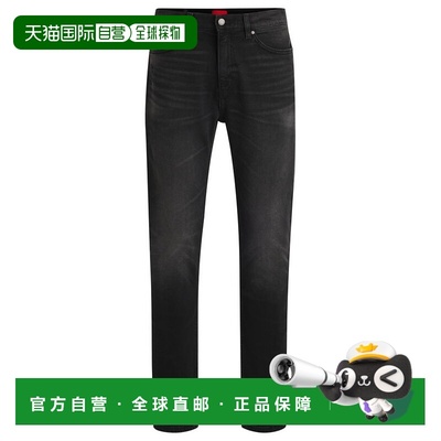 自营 hugo bossSlim-fit jeans in black stretch denim - black