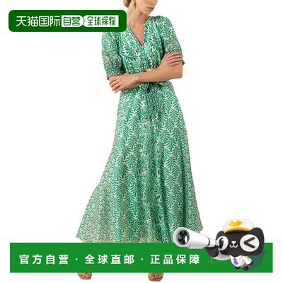 自营Hale Bob Linen-Blend Estella Maxi Dress - green 美国奥莱