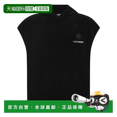 自营plein sportSponge Sleeveless Hoodied Vest - black 美国奥