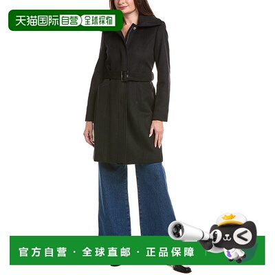 自营Sam Edelman Asymmetrical Wool-Blend Trench Coat - black