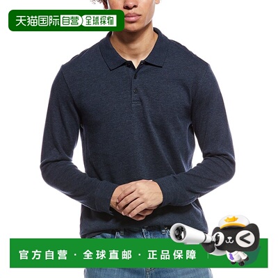 自营Vince Heathered Double Face Polo Shirt - blue 美国奥莱直