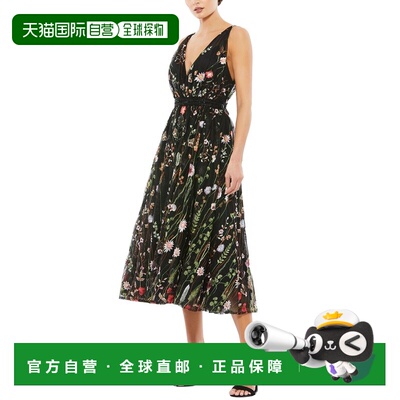 自营Mac Duggal Cocktail Dress - Black Multi 吊带美 美国奥莱