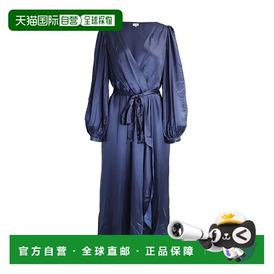 自营 Temperley London系带Maxi裹身裙，海军蓝粘胶纤维和丝绸蓝