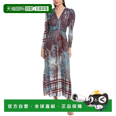 自营marchesa notteMarchesa Rosa Twill Midi Dress - blue 美国