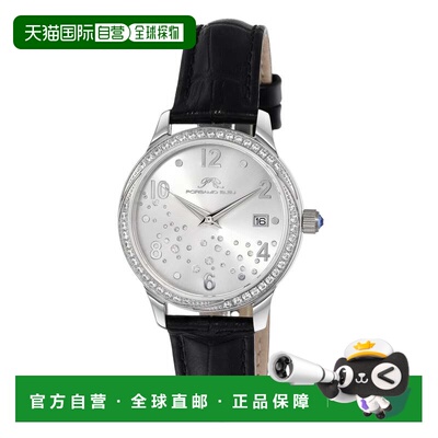 自营porsamo bleuRuby 女士银色水晶手表 - 黑色 美国奥莱直发