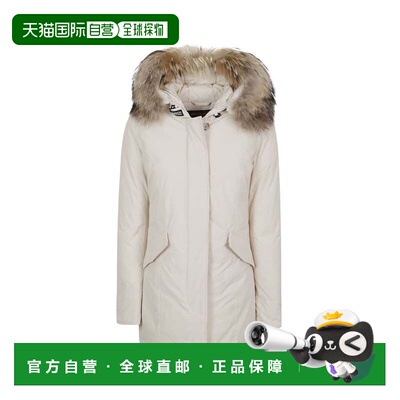 自营woolrich奢华北极浣熊毛皮边饰涤纶羽绒服-白色 美国奥莱直发