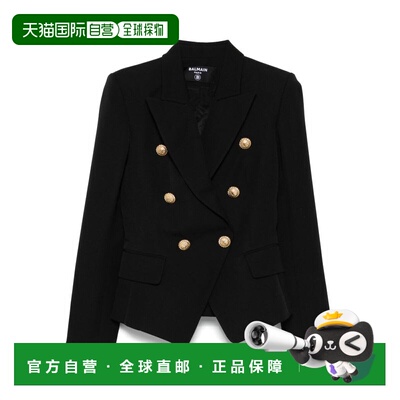 自营Balmain Women's Double-Breasted Wool Blazer - black 美国