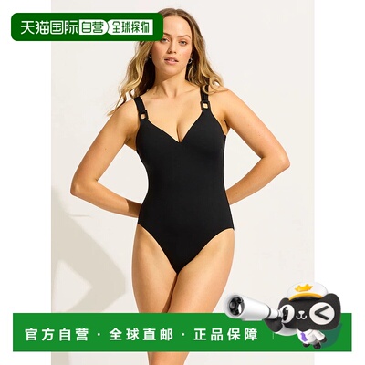 自营Seafolly Collective DD Swimsuit Women Black Underwire V-