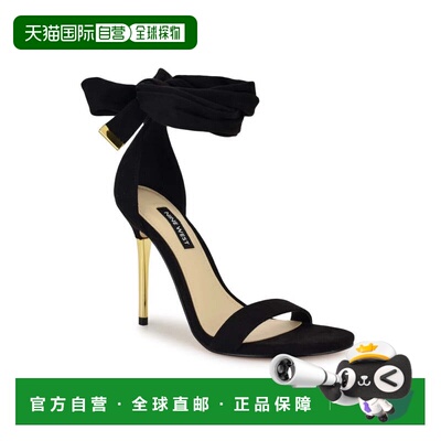 自营Women's Nine West Donatela Sandals  Black Ankle Wrap Sti