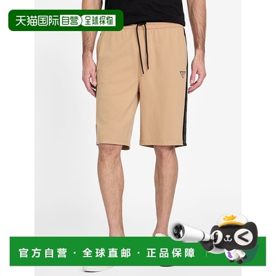 自营 guess伊斯梅尔标志胶带拼色短裤-烤灰褐色 美国奥莱直发