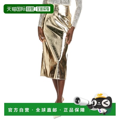 自营Endless Rose Printed Foil Leather Maxi Skirt - gold 美国