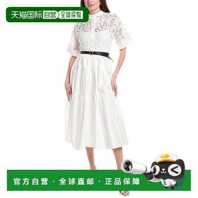 自营 Gracia纽扣前扣腰带长裙-白色连衣裙 美国奥莱直发