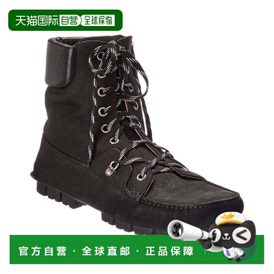 自营salvatore ferragamo菲拉格慕Grifo皮革徒步靴-黑色 美国奥莱