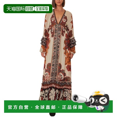 自营FARM Rio Winter Tapestry Sand V Neckline Long Sleeve Max