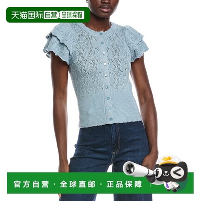 自营Autumn Cashmere Diamond Pointelle Top - blue 美国奥莱直