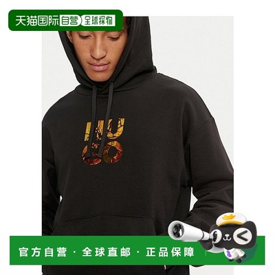 自营 hugo bossHugo 男士 Diridood 方形铝箔徽标运动衫，黑色 -
