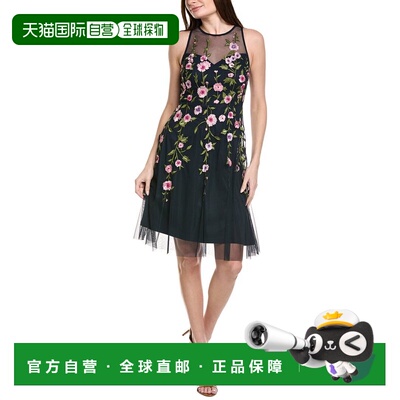 自营Adrianna Papell Floral Illusion Midi Dress - blue 美国奥